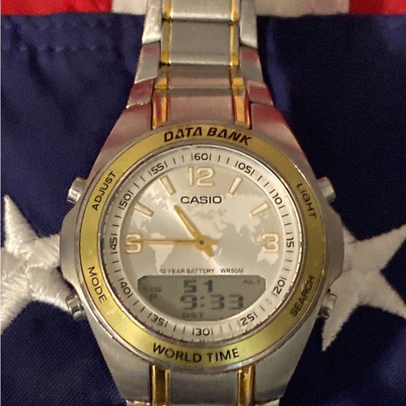 Casio | Accessories | Casio Silver And Gold Mens Watch | Poshmark